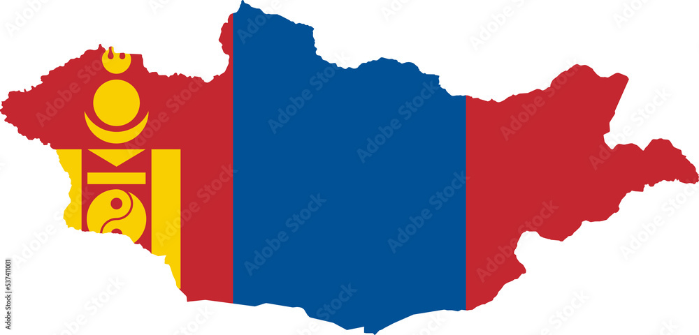 Mongolia Map Flag. Mongolian Border Boundary Country Shape Nation ...