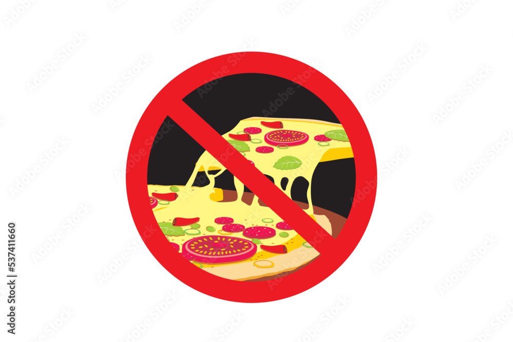 No Fast food Sign cartoon vector. No junk food Allowed sign. Red ...