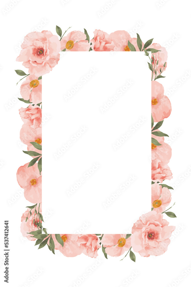 Peach Watercolor Flower Frame Background Stock Vector | Adobe Stock