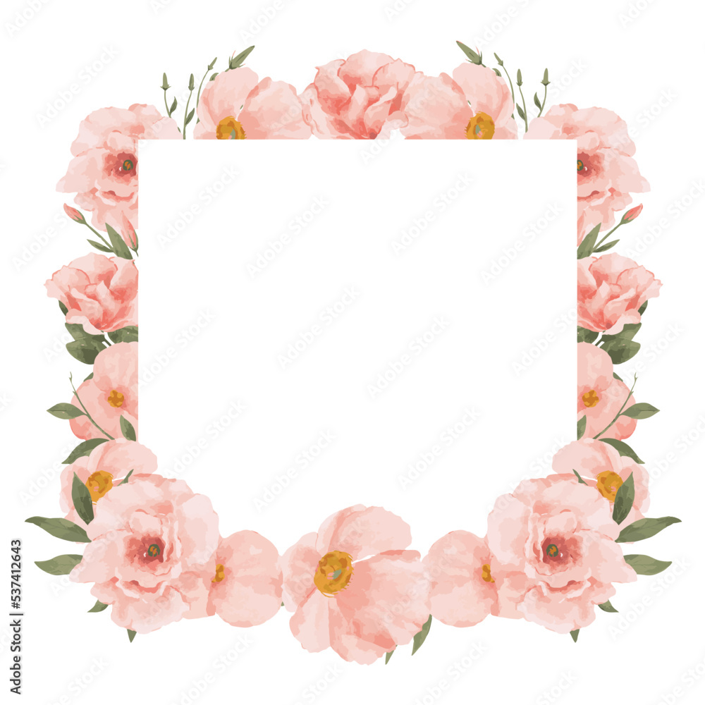 Peach Watercolor Flower Frame Background Stock Vector | Adobe Stock