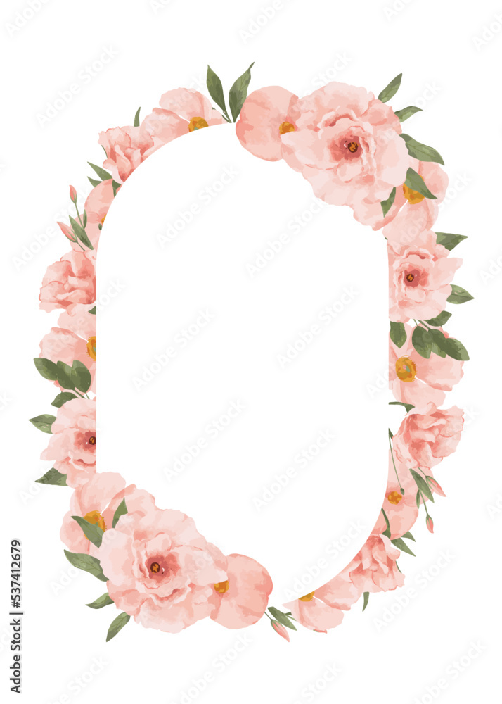 Peach Watercolor Flower Frame Background Stock Vector | Adobe Stock
