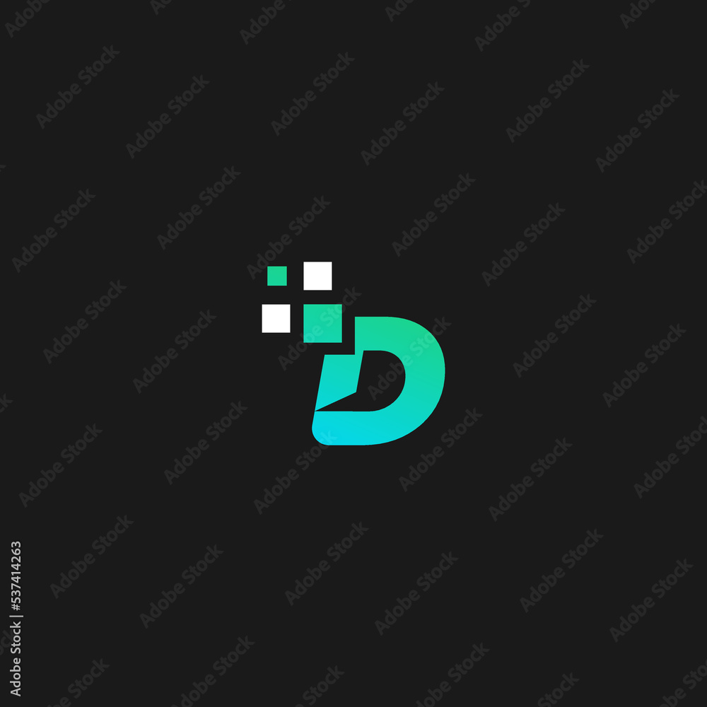 D letter logo. Modern technology logo idea sign. Universal emblem ...
