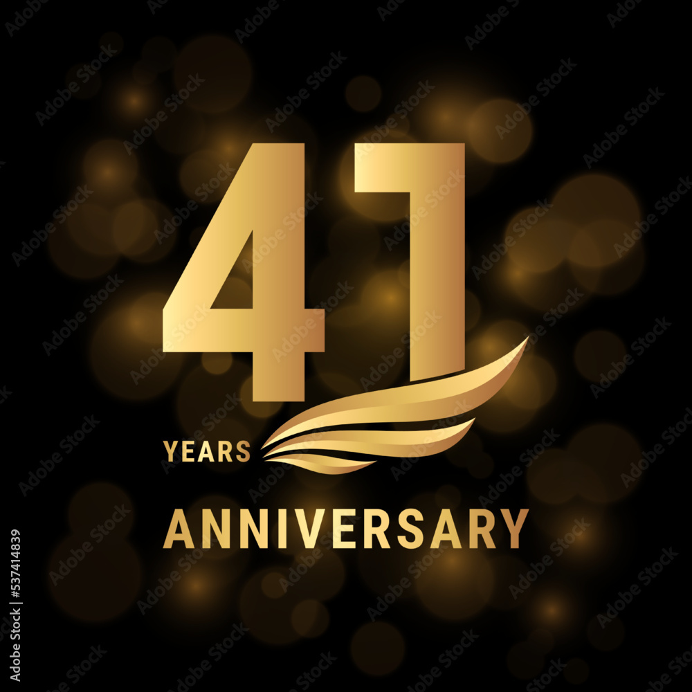 41th Anniversary Logo, Logo design with gold color wings for poster ...