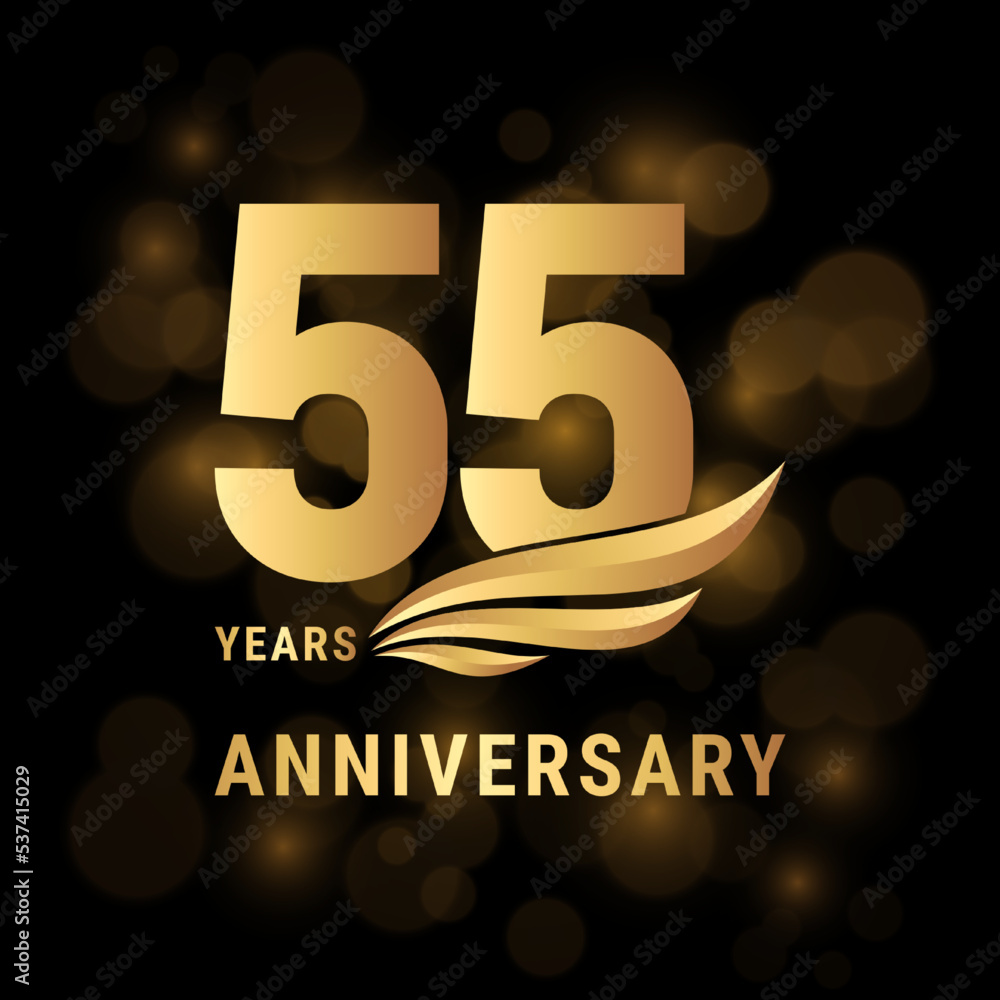 55th Anniversary Logo, Logo design with gold color wings for poster ...