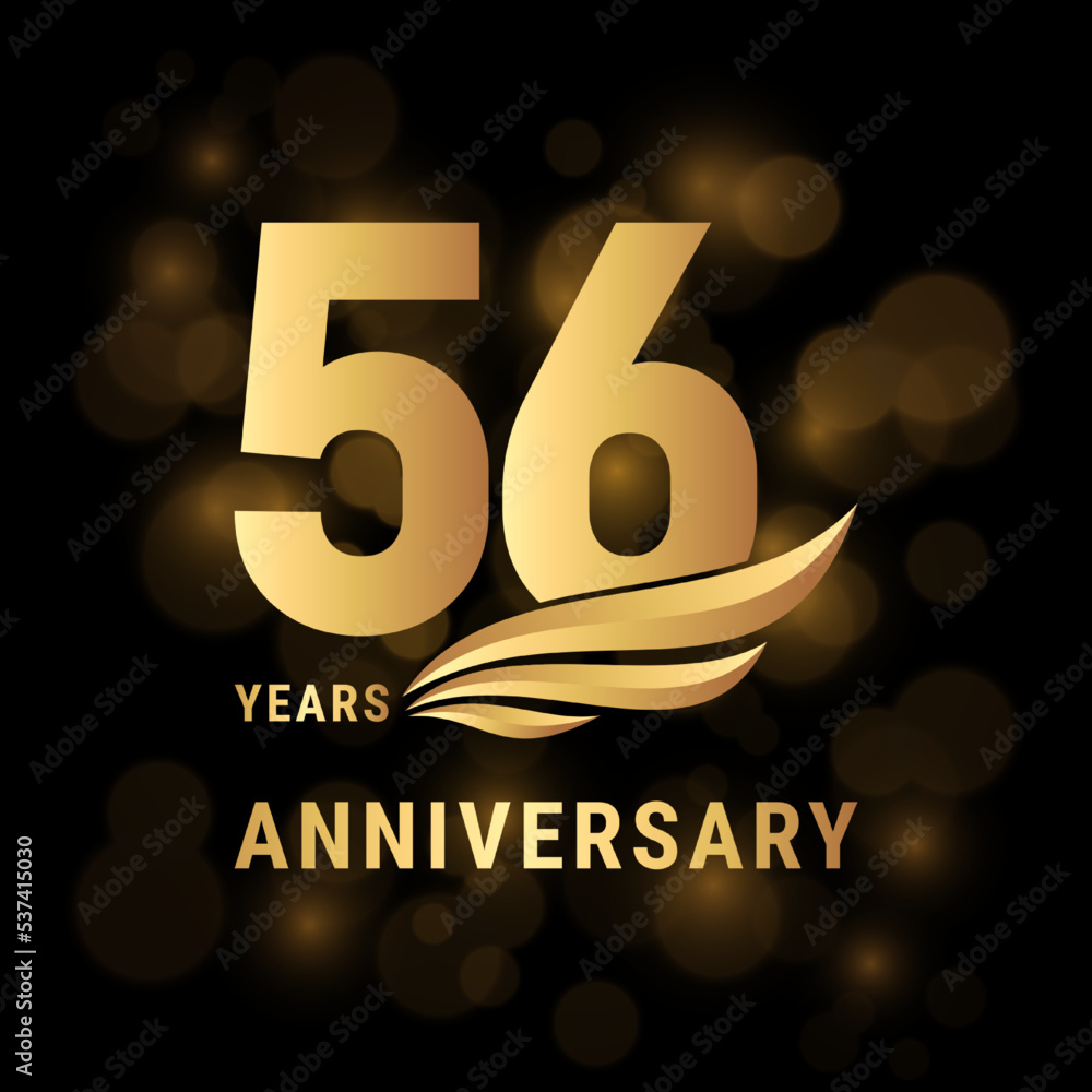 56th Anniversary Logo, Logo design with gold color wings for poster ...