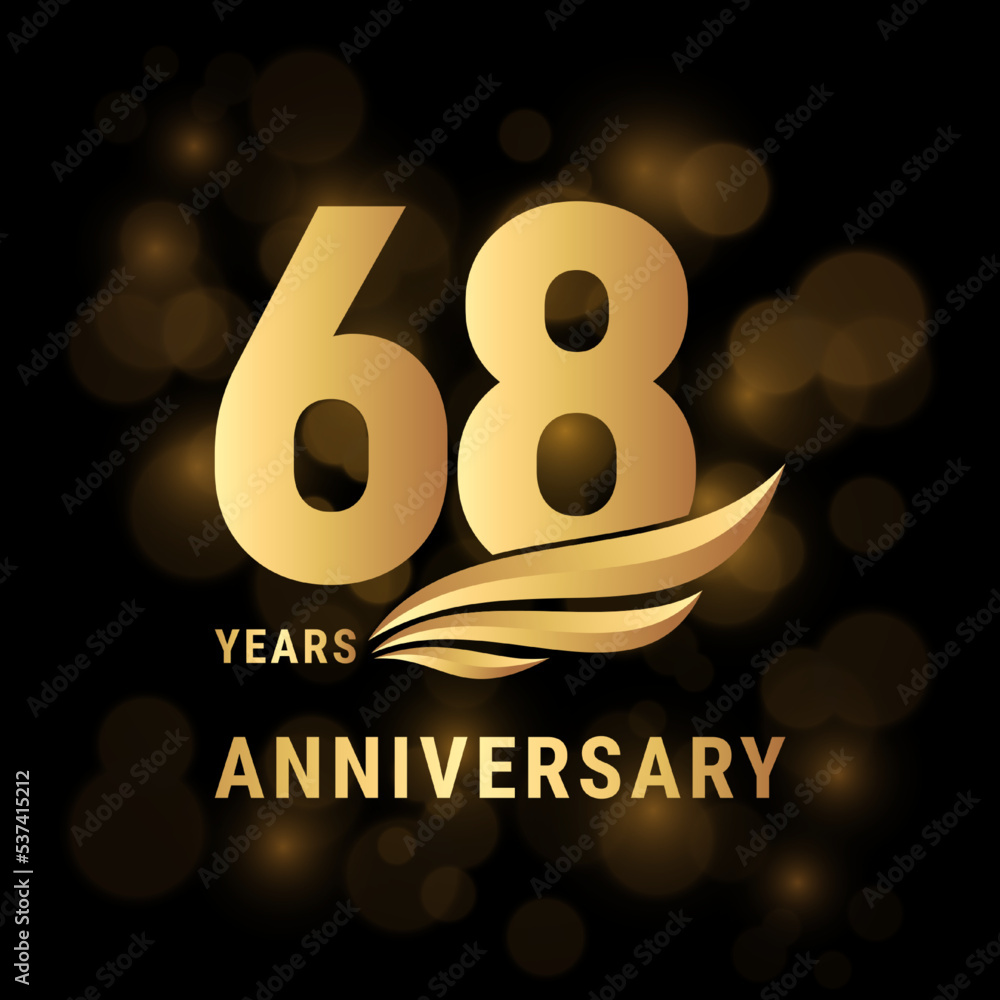 68th Anniversary Logo, Logo design with gold color wings for poster ...