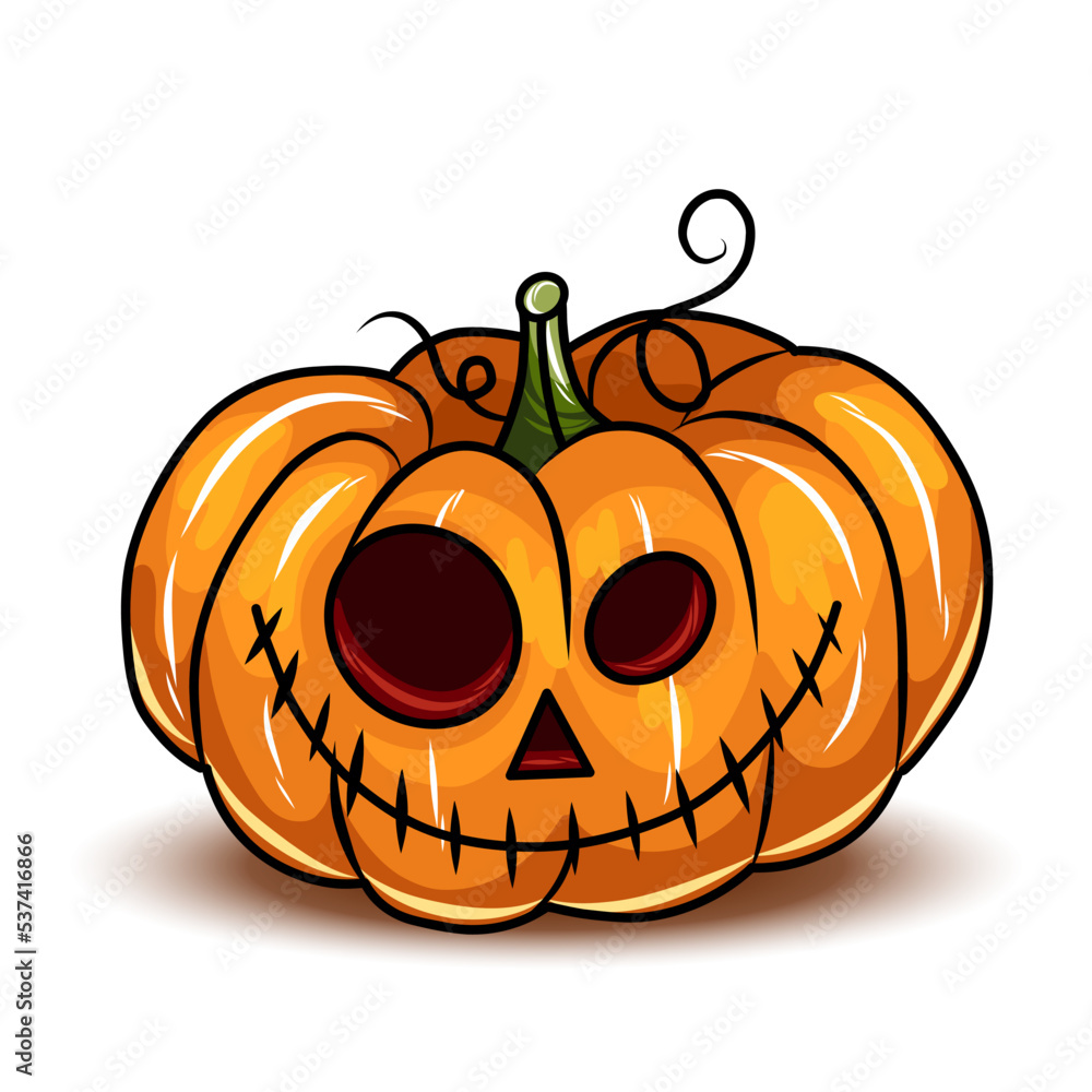 Set of Orange Halloween pumpkins, different types of Cartoon pumpkins ...