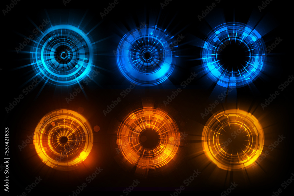 Abstract futuristic background of circle round glowing technology sci ...
