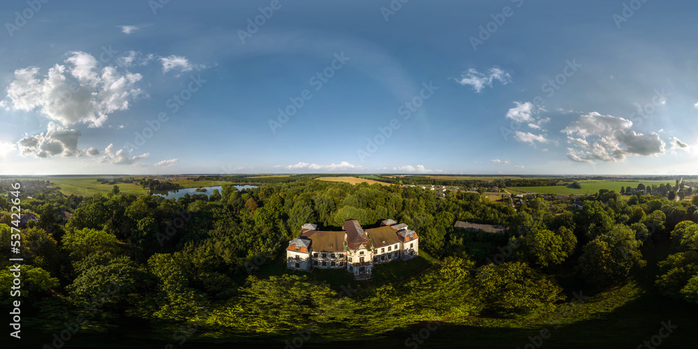 aerial view full hdri seamless spherical 360 panorama over old ...