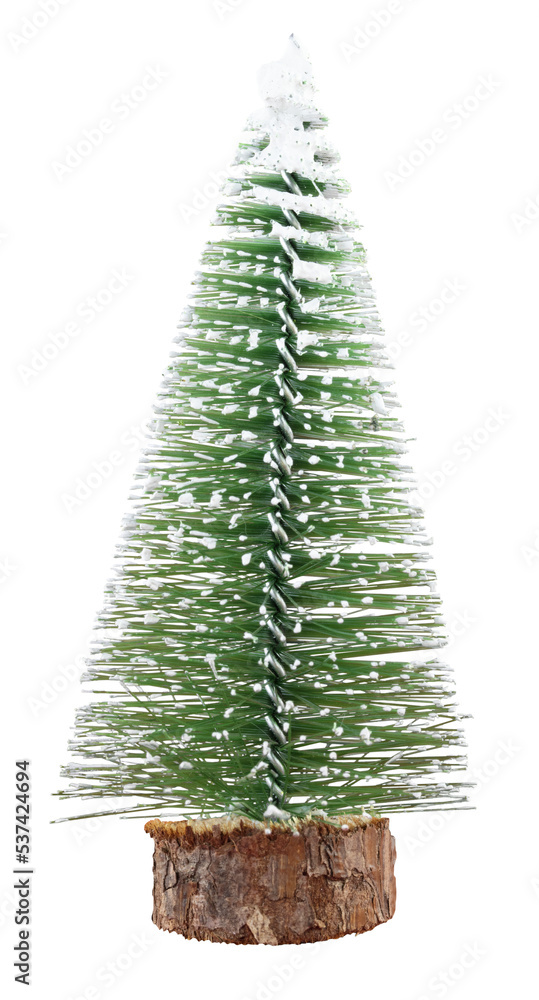 Cutout of an isolated Christmas pine tree toy miniature with the ...