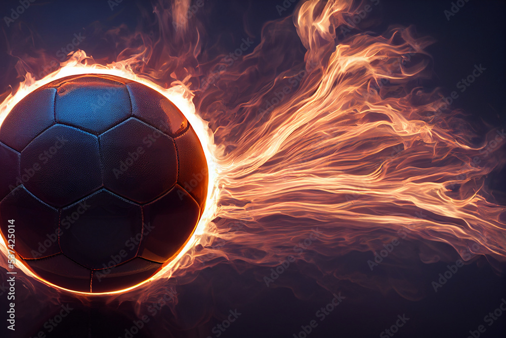 Midjourney render of burning soccer ball Stock Illustration | Adobe Stock