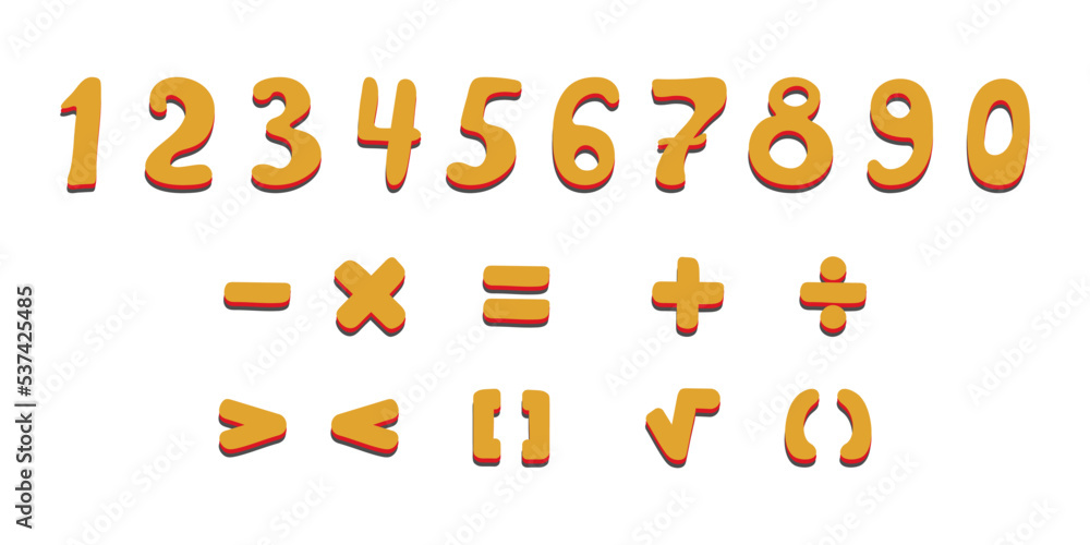 Cartoon numbers and signs for learning mathematics and arithmetic Stock ...