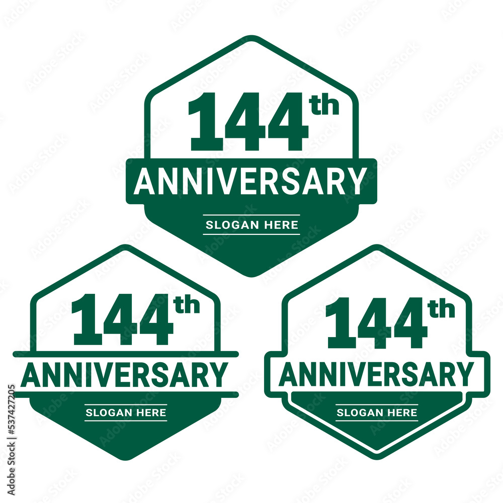 Set of 144 years Anniversary logotype design. 144th birthday ...