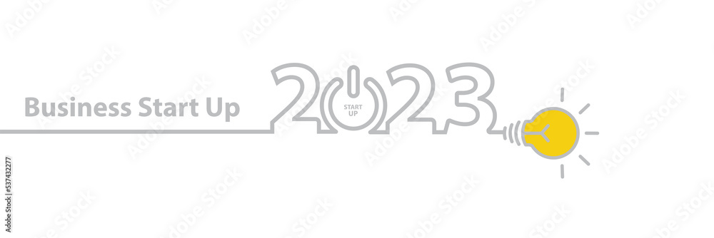 Startup business 2023 new year with creative light bulb ideas concept ...