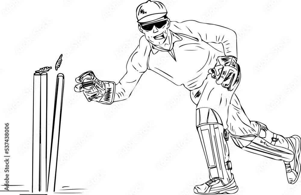 Cricket Wicket Keeper Vector Illustration Wicket Keeper In Action cricket-wicket-keeper-vector-illustration-wicket-keeper-in-action