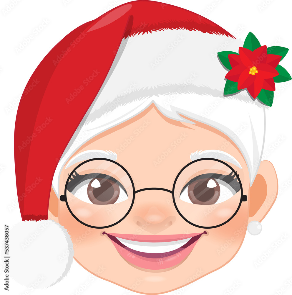 Christmas characters heads with Cute Mrs Claus or Santa wife cartoon ...