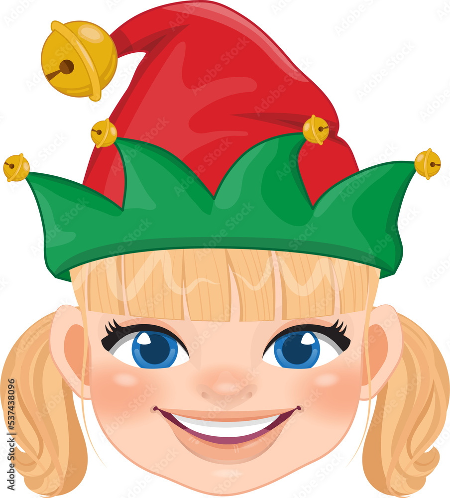 Christmas characters heads with Cute Elf cartoon characters for design ...