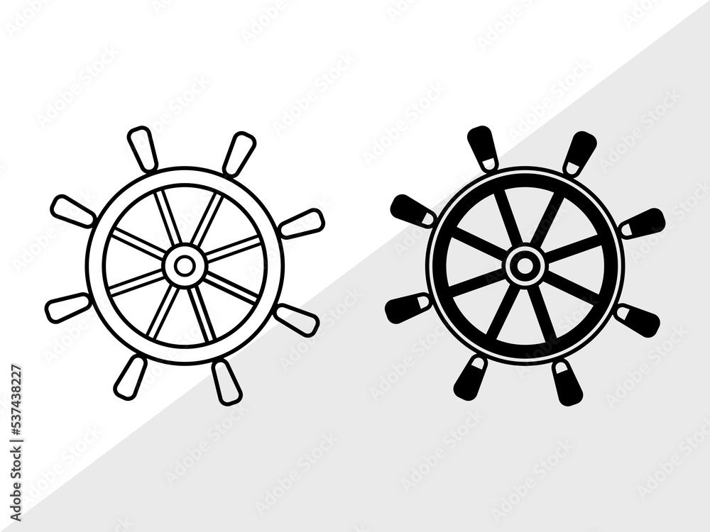 Vetor do Stock: Ship Wheel SVG, Ship Wheel Silhouette, Captains Wheel ...