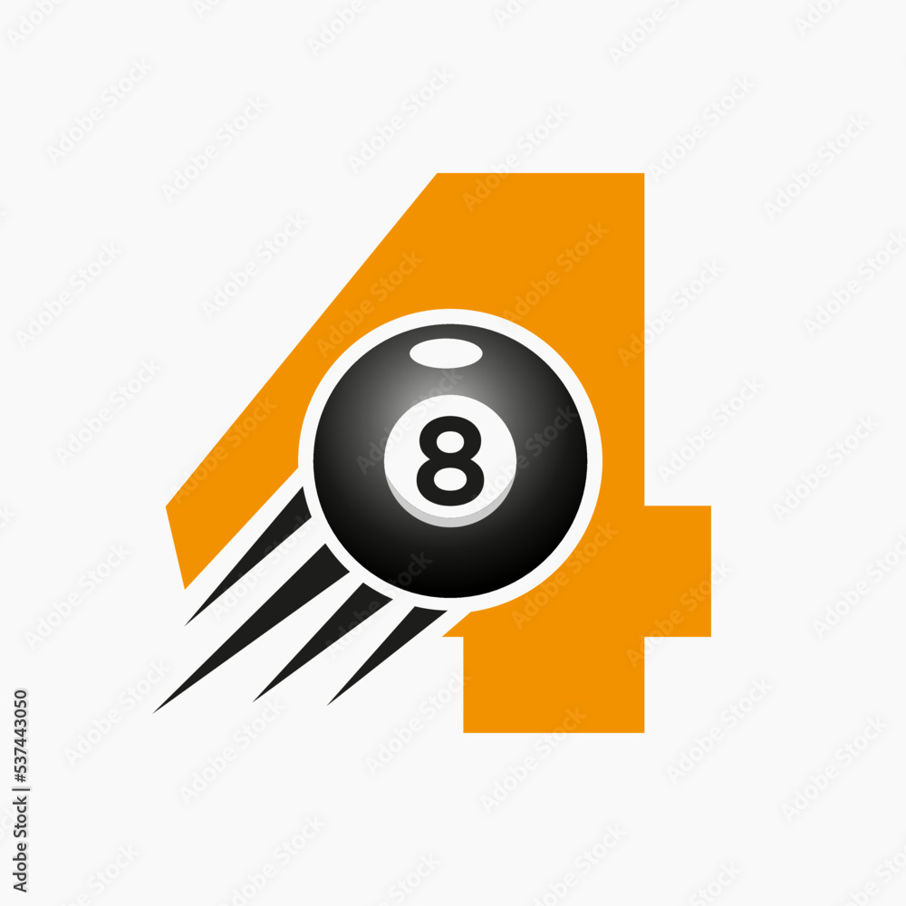 Letter 4 Billiards or Pool Logo Design For Billiard Room or 8 Ball Pool ...