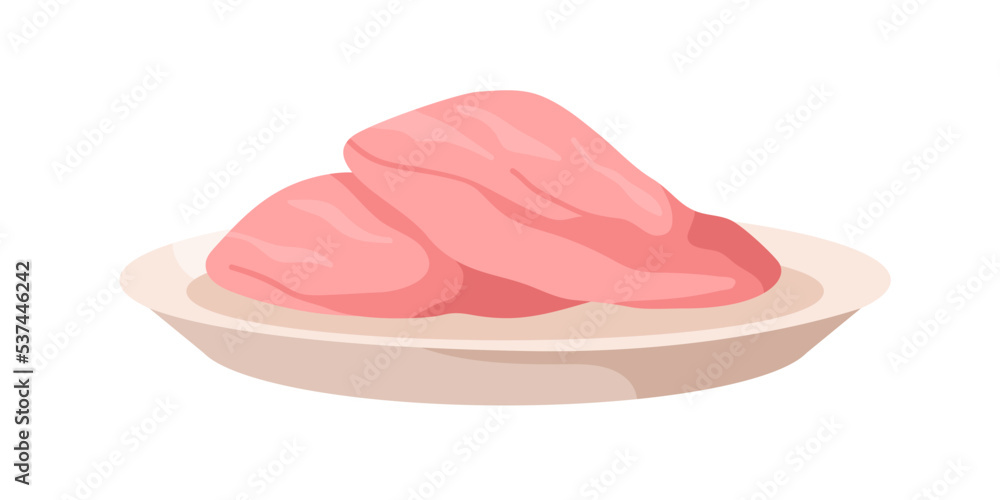 Chicken filet, fresh raw breasts on plate. Poultry fillet. Healthy farm ...