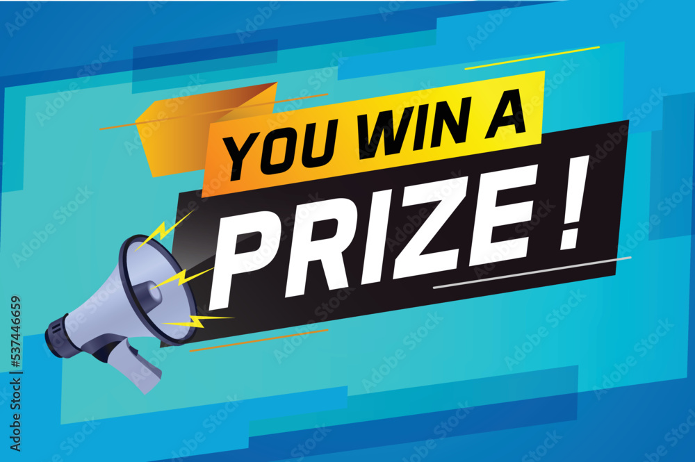 you win prize word concept vector illustration with megaphone and 3d ...
