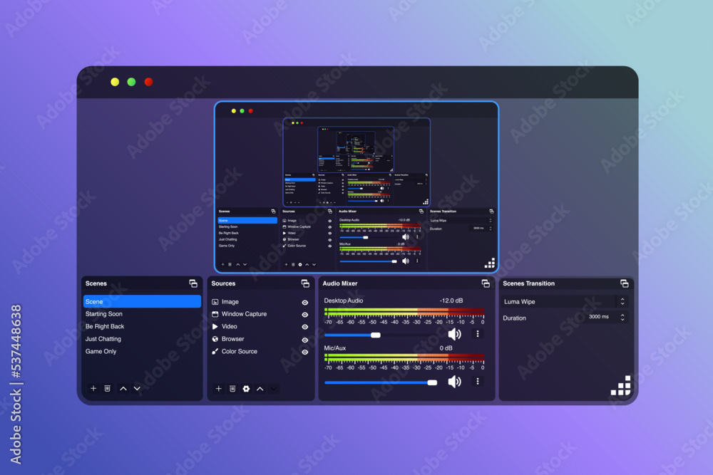 Software for video recording and live streaming on transparent window ...