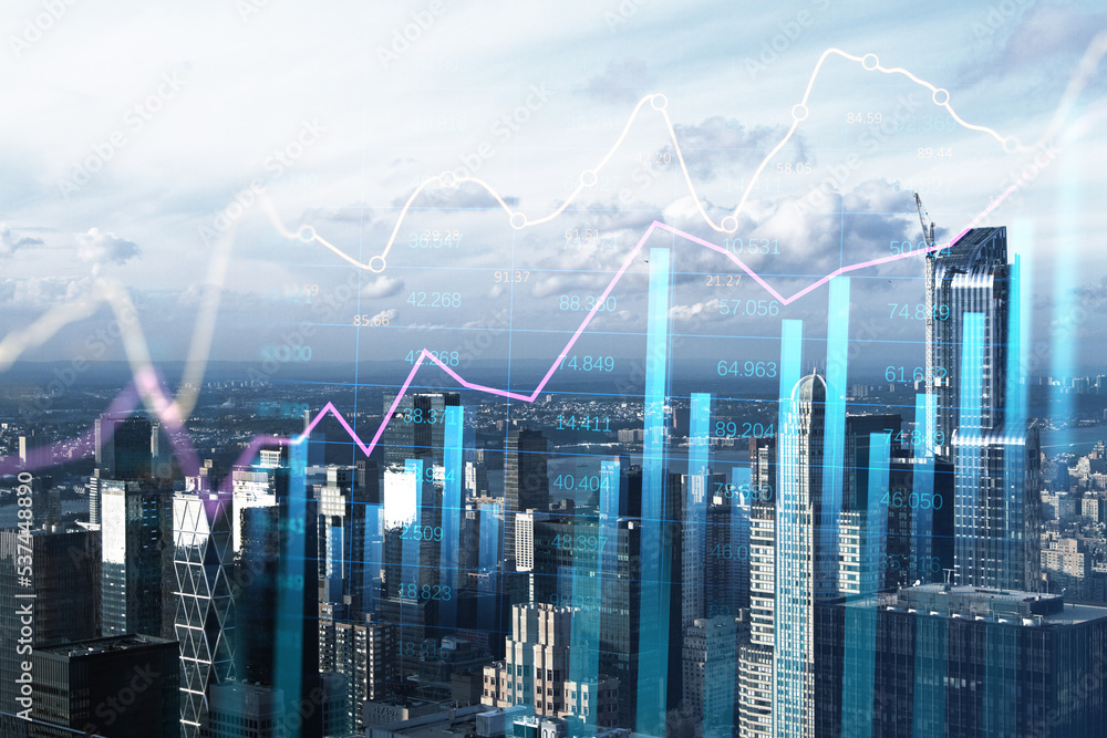 Growth property price and business development concept with digital ...