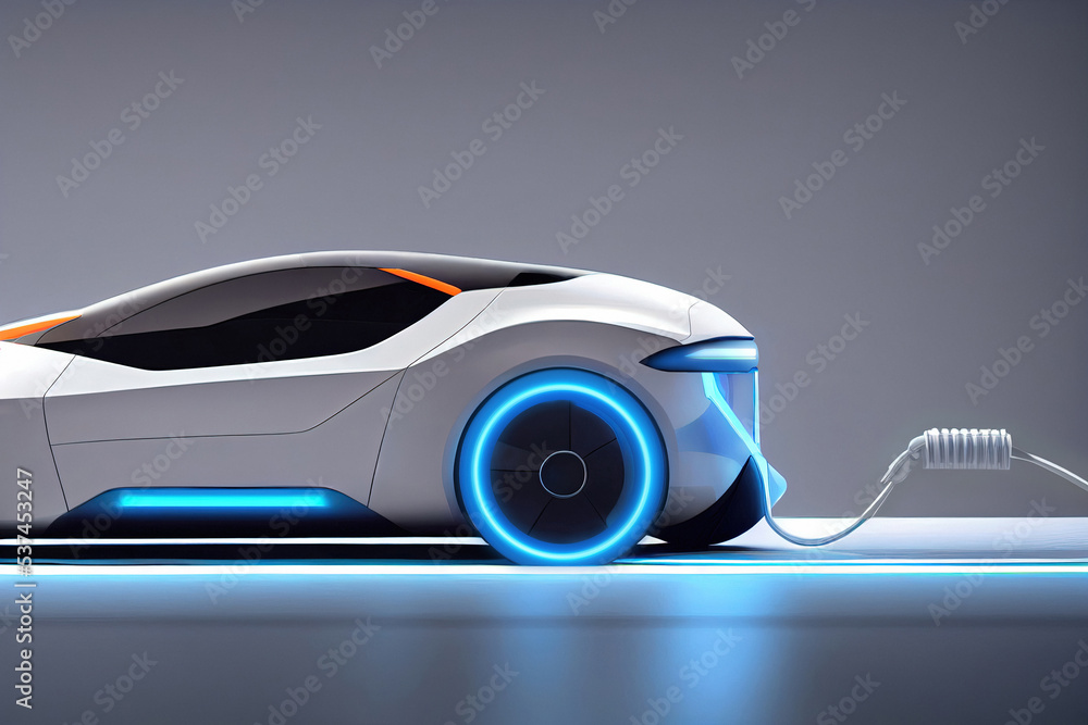 concept generic electric sport car design in white glossy paint and ...