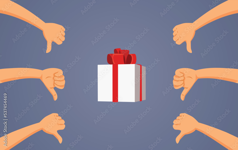 People Disliking a Bad Christmas Gift Idea Vector Cartoon. Unwanted ...