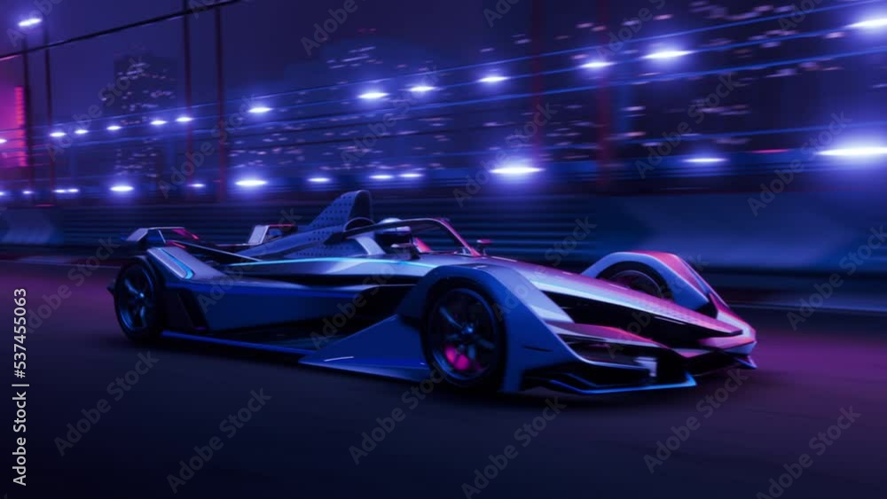 Fast Accelerating High Performance Electric Racing Car is Driving on ...