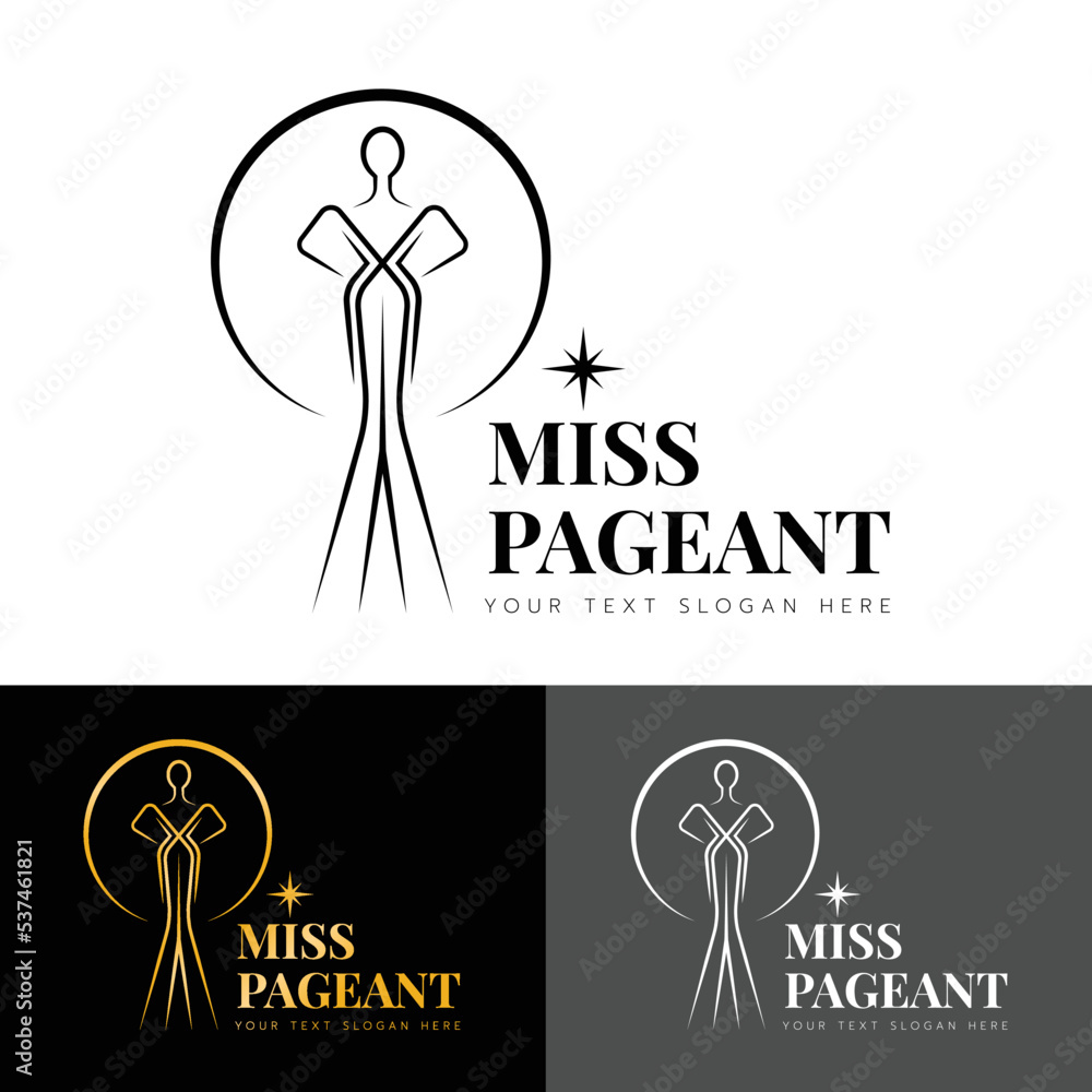 miss pageant logo with modern line The beauty queen pageant standing in ...