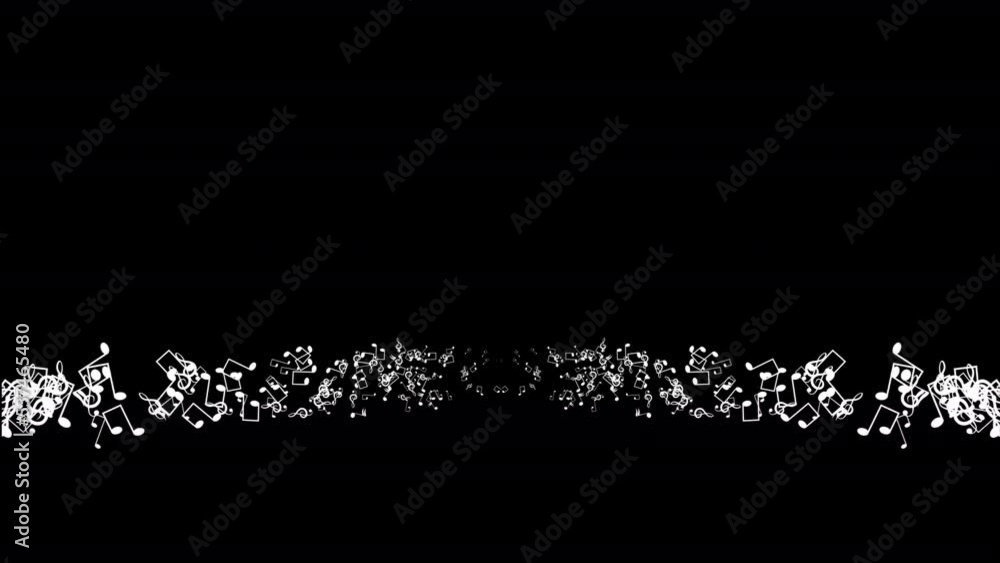 musical notes, fly out and scatter, animation on a transparent ...