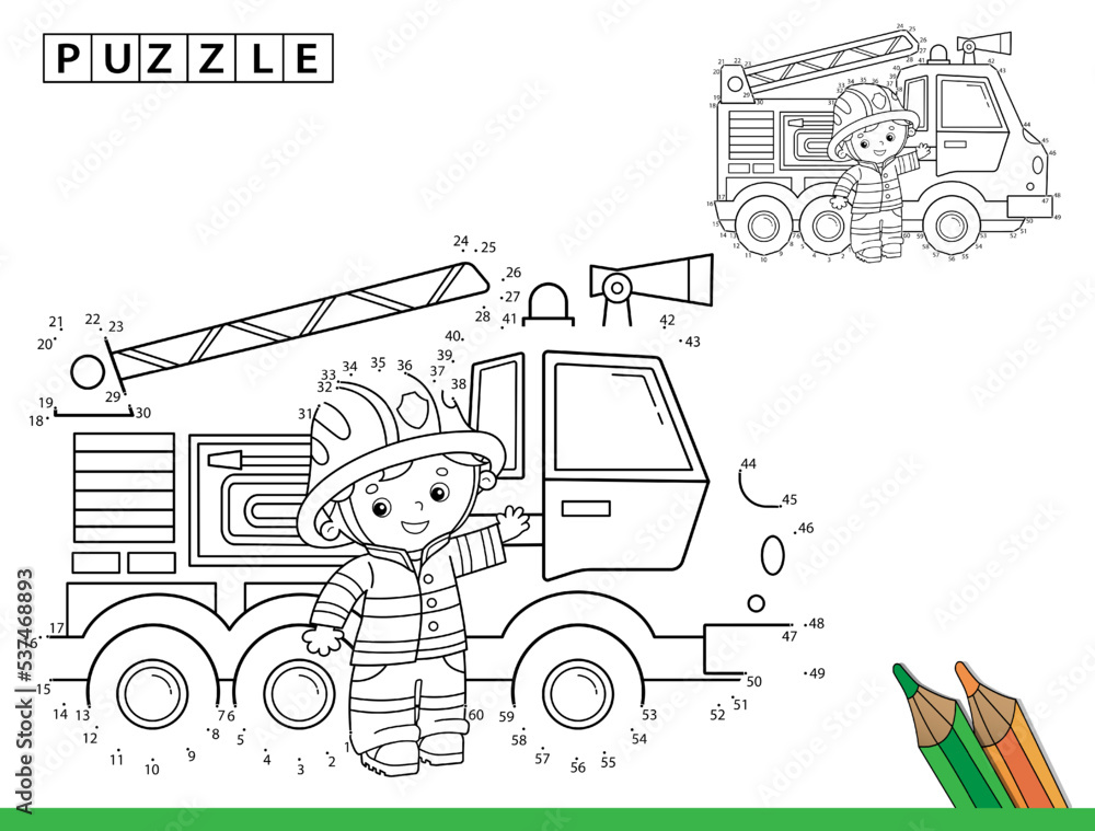 Vetor de Puzzle Game for kids: numbers game. Coloring Page Outline Of ...