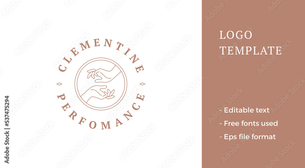 Outline logo of hands reach each other in circle line style Stock ...