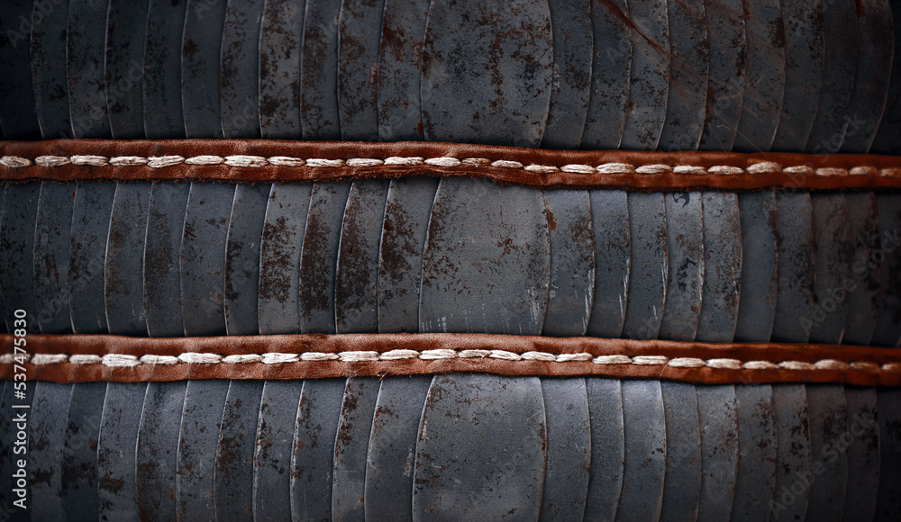 Scaly armor. Elements of plate armor of medieval warfare. metal plates ...