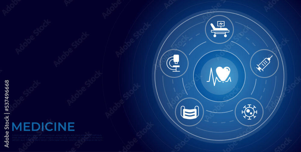 Health care word concept design template with icons. Medicine ...