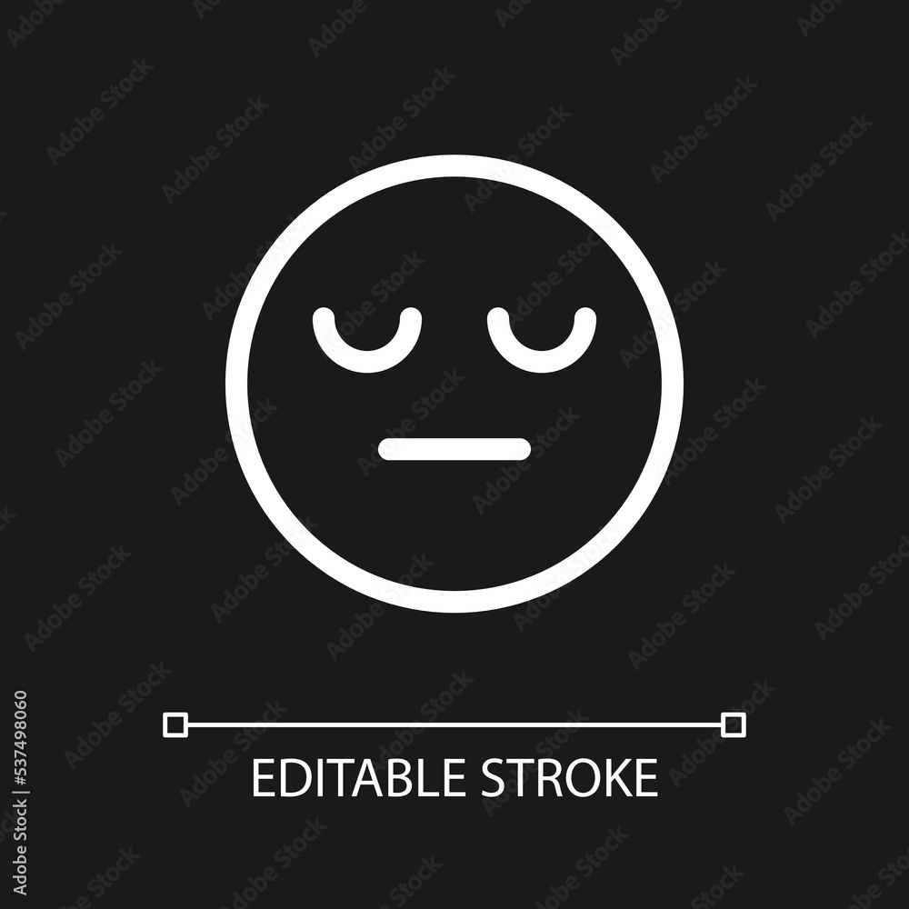 Sleepy face emoji pixel perfect white linear ui icon for dark theme ...