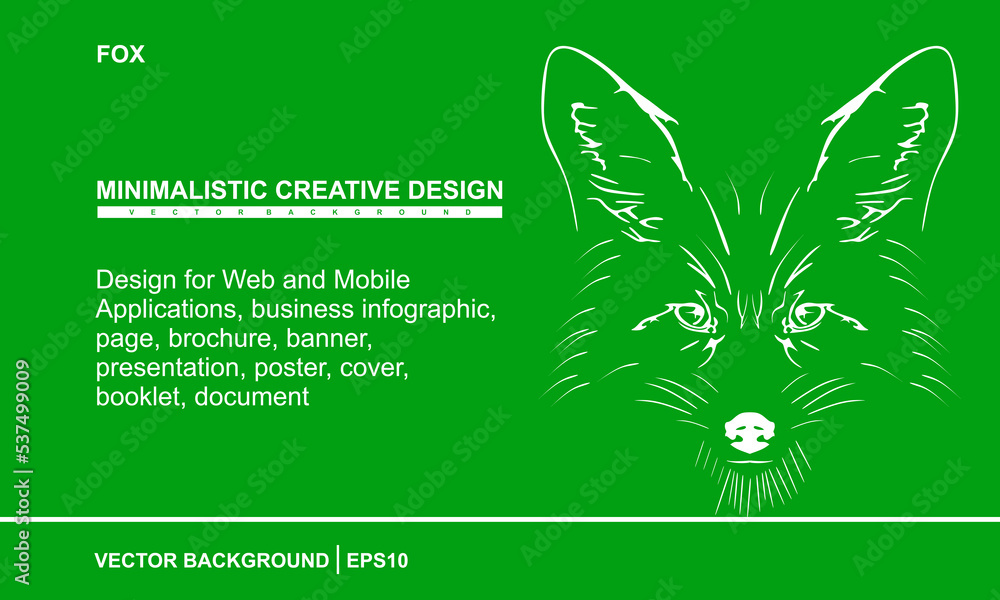 Linear illustration of a fox. Minimalist hand drawn head fox. Animal ...