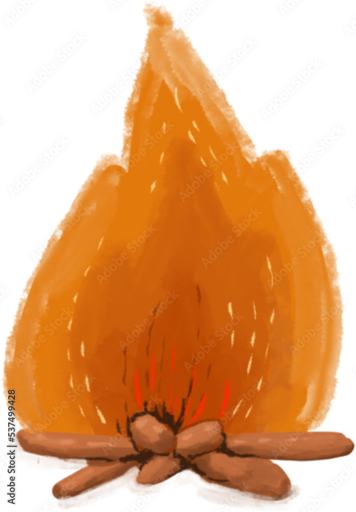 Cartoon Fire, Bonfire, hand-drawn illustration, PNG with transparent ...