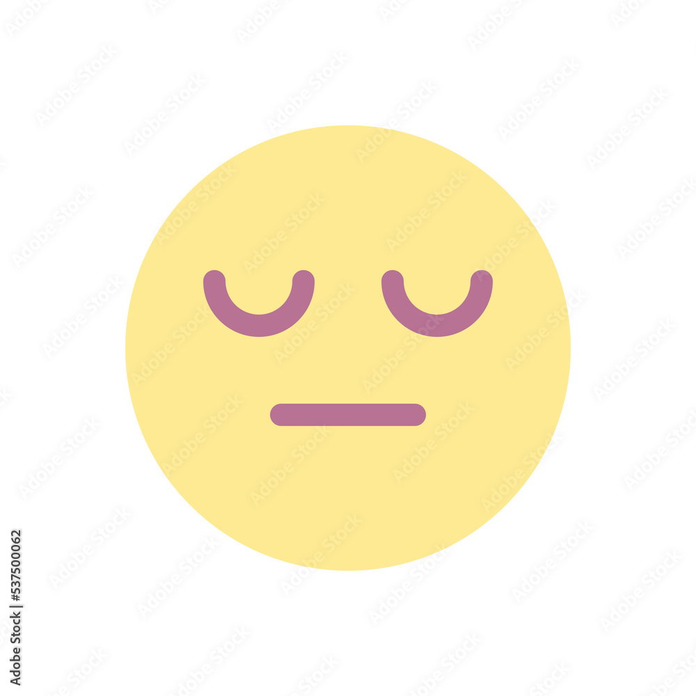 Sleepy face emoji flat color ui icon. Indifferent emotion. Feelings ...