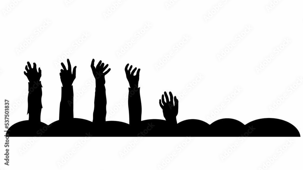 Zombie hands coming out of the ground for Halloween. Isolated on white ...