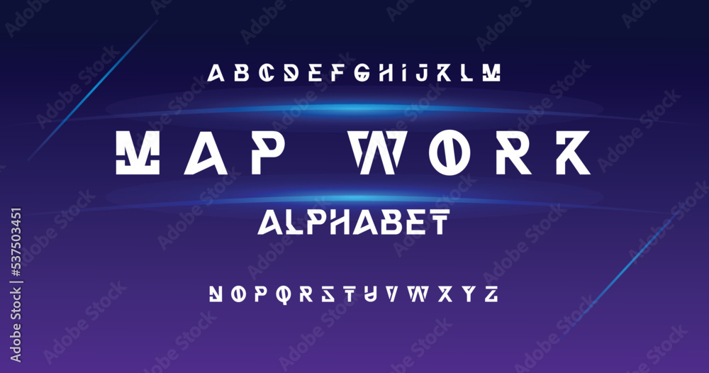 MAP WORK Sports minimal tech font letter set. Luxury vector typeface ...