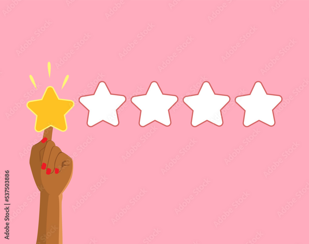 Vector illustration of female hand showing one star bad rating with ...