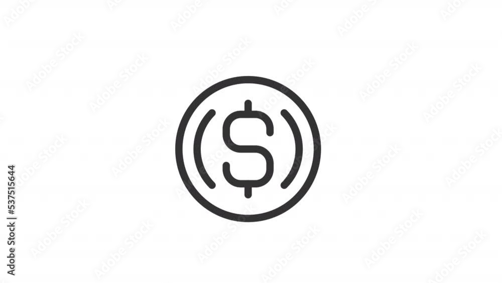 Animated coin linear icon. Financial operation. Payment processing ...