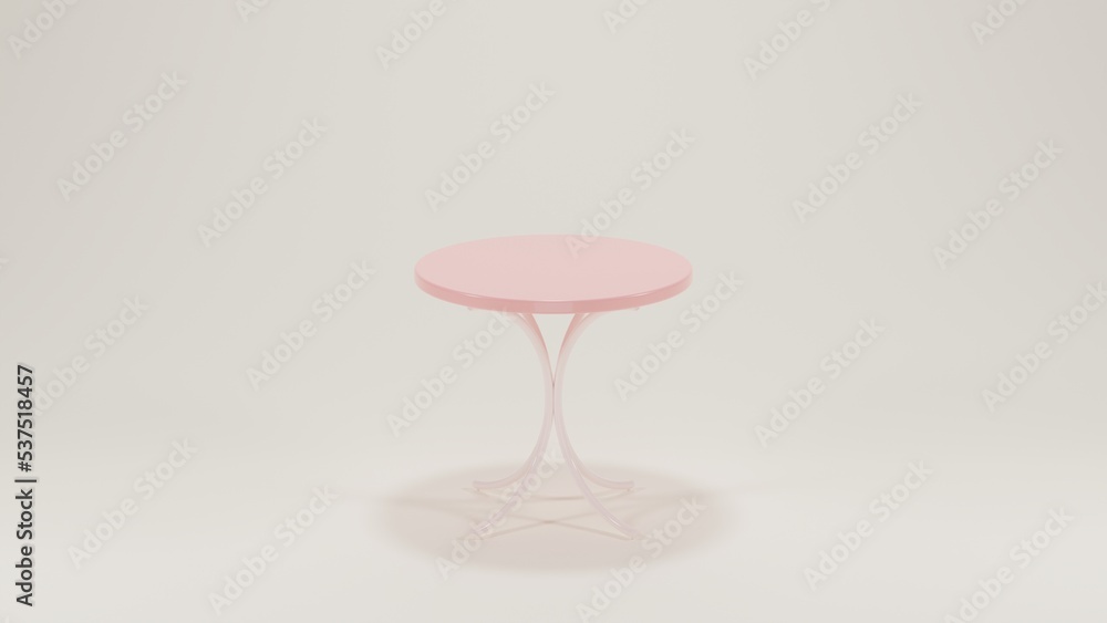 Round pastel modern minimal table set with chairs. mock up minimal ...