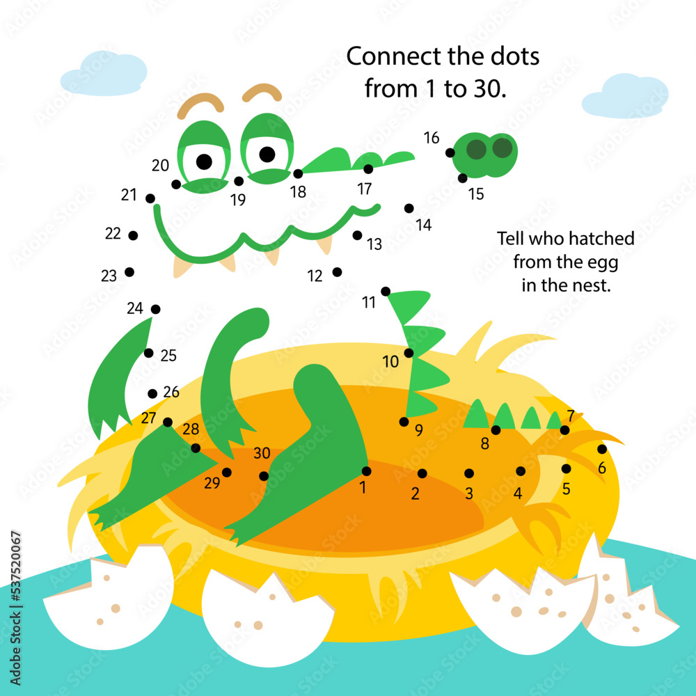 Connect the dots from 1 to 30. Educational puzzle game. Math and ...