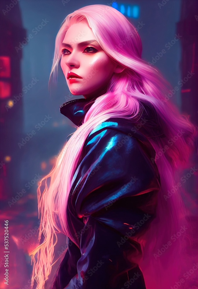 Fictional portrait of a sci-fi modern girl. High-tech futuristic woman ...
