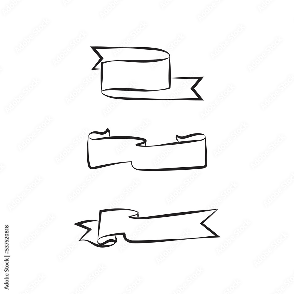 Scrolling ribbon banner outline drawing isolated Stock Vector | Adobe Stock