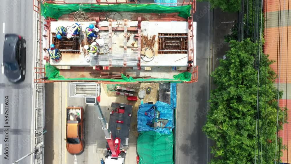 Bangkok urban Mass Transit Project (Pink Line Monorail). Aerial top ...