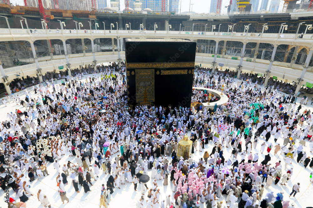 Tawaf is a ritual during Umra or Hajj when pilgrims making seven ...